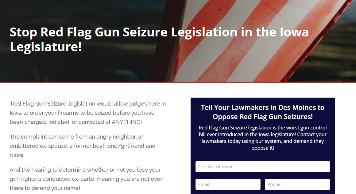 Red Flag Gun Seizure Legislation Filed in Iowa! - Iowa Gun Owners